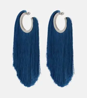 Alaïa Fringed Hoop Earrings - Blue