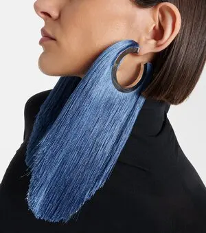 Alaïa Fringed Hoop Earrings - Blue