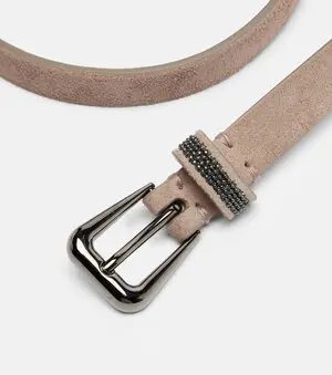Brunello Cucinelli Monili Suede Belt - Grey
