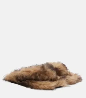 Dolce & Gabbana Shearling Thong Sandals Brown