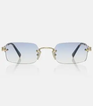 Miu Miu Logo Rectangular Sunglasses - Gold