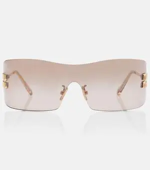 Miu Miu Rimless Shield Sunglasses - Gold