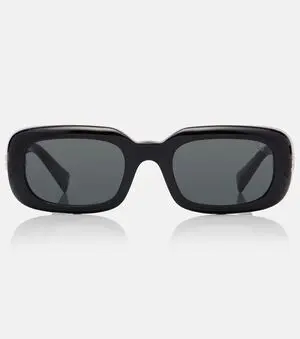Miu Miu Logo Rectangular Sunglasses - Black