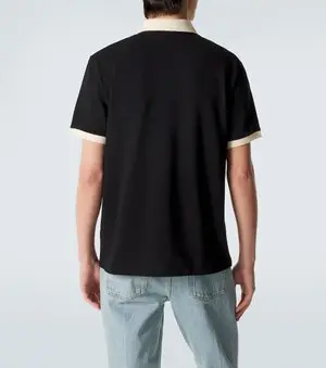 Valentino Garavani Vlogo Cotton Jersey Piqué Polo Shirt - Black