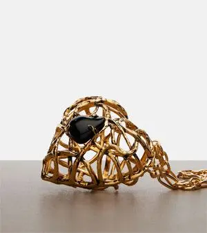 Saint Laurent Heart Embellished Clutch - Gold