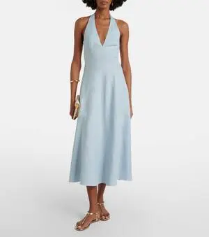 Faithfull The Brand Marais Shirred Linen Midi Dress