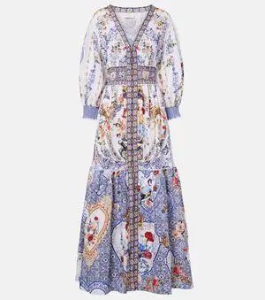 Camilla Printed Linen Maxi Dress - Multicoloured