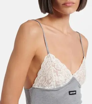 Miu Miu Lace-trimmed Silk Jersey Midi Dress