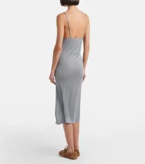 Miu Miu Lace-trimmed Silk Jersey Midi Dress