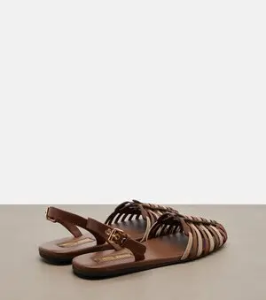 Miu Miu Leather And Suede Fisherman Sandals - Brown