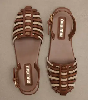 Miu Miu Leather And Suede Fisherman Sandals - Brown