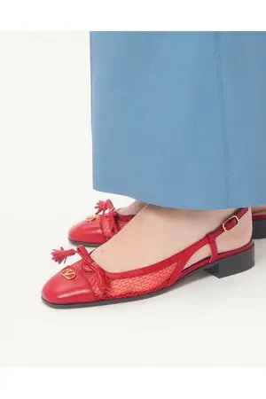 Valentino Garavani Valet Du Roi Slingback Ballerinas - Natural