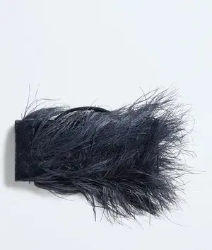 Bottega Veneta Intrecciato Top Handle Clutch With Ostrich Feathers
