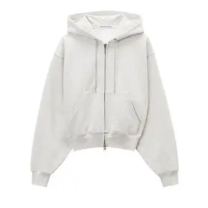 Alexander Wang Zip-up Hoodie With Rhinestone Drawcord - Grey
