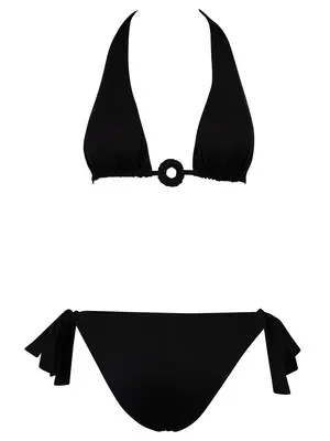 FISICO Ruffled Triangle Bikini With Ring - Black