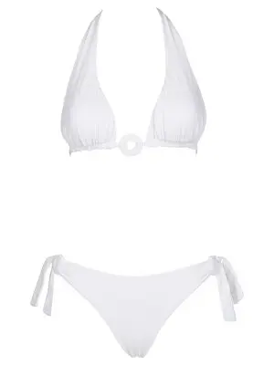 FISICO Ruffled Triangle Bikini With Ring - White