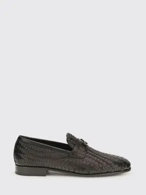 FERRAGAMO Gancini Woven Leather Loafers - Dark
