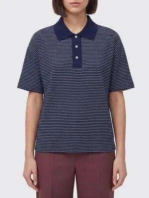 AMI Paris Striped Cotton Polo Shirt - Ink