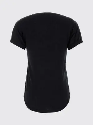 Isabel Marant Étoile Slim Fit Linen T-shirt With Flocked Logo And Dropped Shoulders - Black