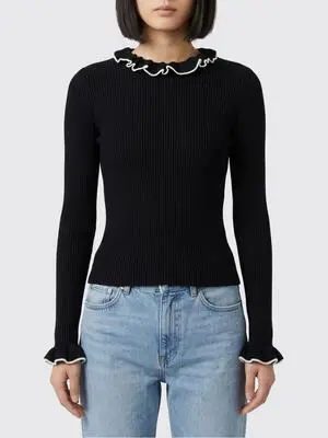 Valentino Garavani Ribbed Ruffle Trim Sweater