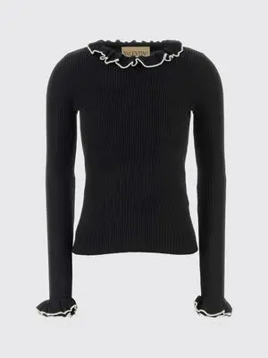 Valentino Garavani Ribbed Ruffle Trim Sweater
