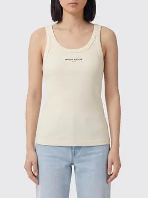 Maison Kitsuné Maison Kitsuné Ribbed Logo Tank Top Beige