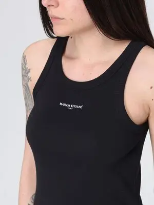 Maison Kitsuné Ribbed Logo Tank Top - Black