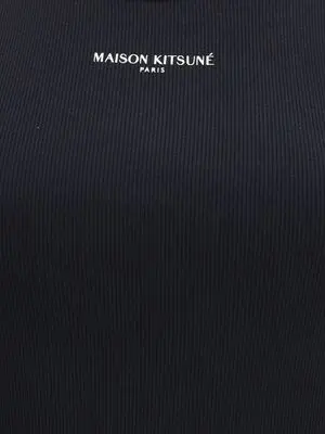 Maison Kitsuné Ribbed Logo Tank Top - Black