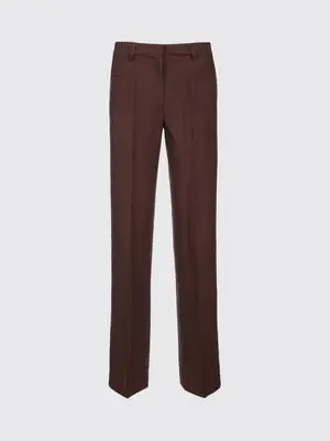 ERMANNO FIRENZE Linen Straight Leg Trousers - Brown