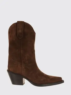Paris Texas Dakota Suede Mid Calf Western Boots - Brown