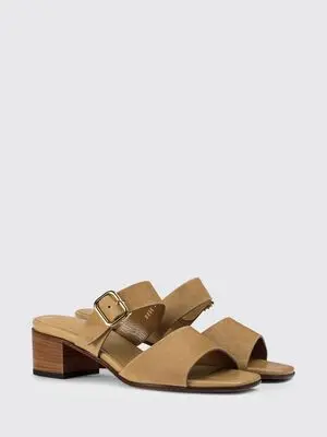DOUCAL'S Suede Mule Sandals With Adjustable Strap - Beige