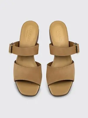 DOUCAL'S Suede Mule Sandals With Adjustable Strap - Beige