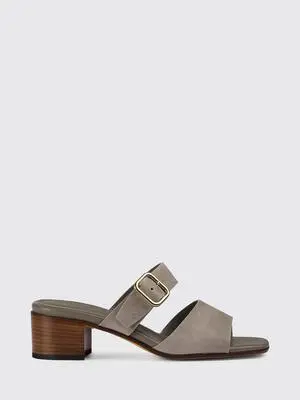 DOUCAL'S Suede Mule Sandals With Adjustable Strap - Grey
