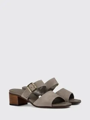DOUCAL'S Suede Mule Sandals With Adjustable Strap - Grey
