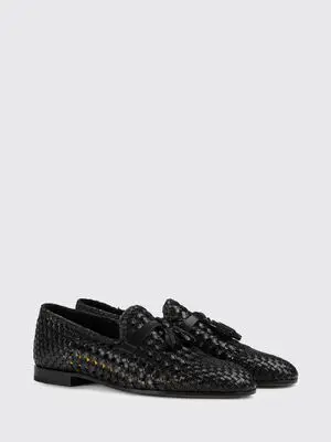 DOUCAL'S Woven Leather Loafers With Tassel Detail - Black
