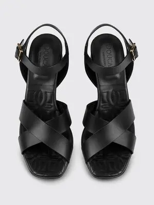DOUCAL'S Leather Sandals With Adjustable Ankle Strap - Black