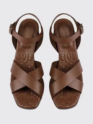 DOUCAL'S Leather Sandals With Adjustable Ankle Strap - Brown