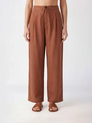 Brunello Cucinelli Viscose And Linen Trousers - Red