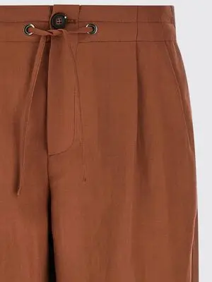 Brunello Cucinelli Viscose And Linen Trousers - Red