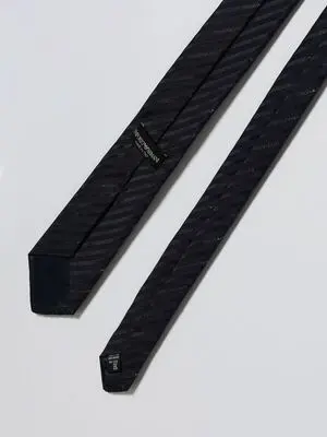 Emporio Armani Striped Silk Neck Tie - Blue