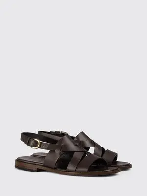 DOUCAL'S Leather Slingback Sandals - Coffee