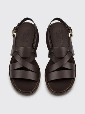 DOUCAL'S Leather Slingback Sandals - Coffee