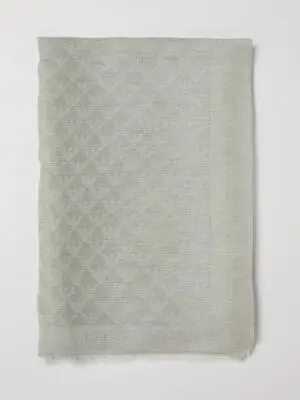 Emporio Armani Viscose Blend Scarf With Jacquard Monogram - Grey