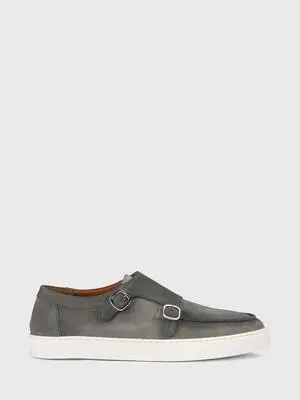 DOUCAL'S Suede Monk Strap Shoes - Grey