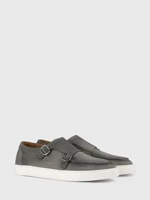 DOUCAL'S Suede Monk Strap Shoes - Grey