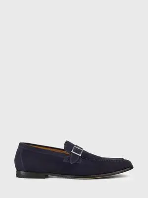 DOUCAL'S Suede Loafers With Adjustable Strap - Blue