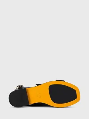 DOUCAL'S Python Print Leather Slingback Sandals - Black