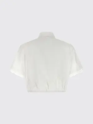Ermanno Scervino Cropped Cotton Shirt With Lace Trim