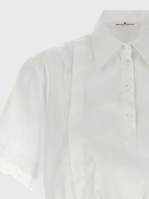 Ermanno Scervino Cropped Cotton Shirt With Lace Trim