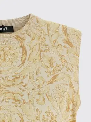 Versace Baroque Print Silk Sleeveless Top - Yellow
